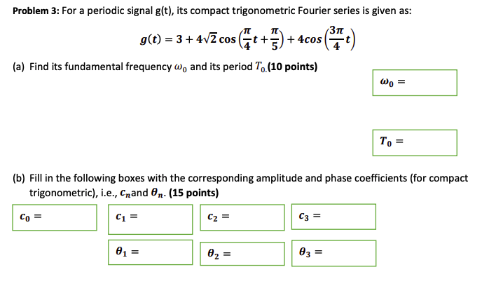 Solved Problem 3: For a periodic signal g(t), its compact | Chegg.com