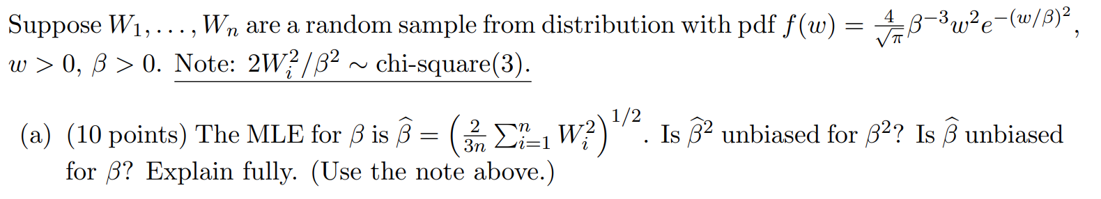 Solved Suppose W1,…,Wn are a random sample from distribution | Chegg.com
