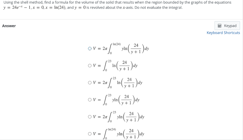Solved Using the shell method, find a formula for the volume | Chegg.com