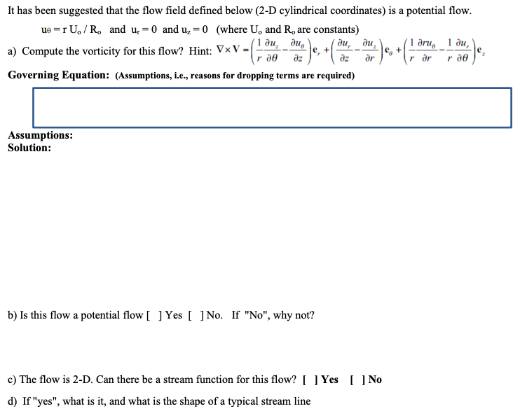 Solved It has been suggested that the flow field defined | Chegg.com