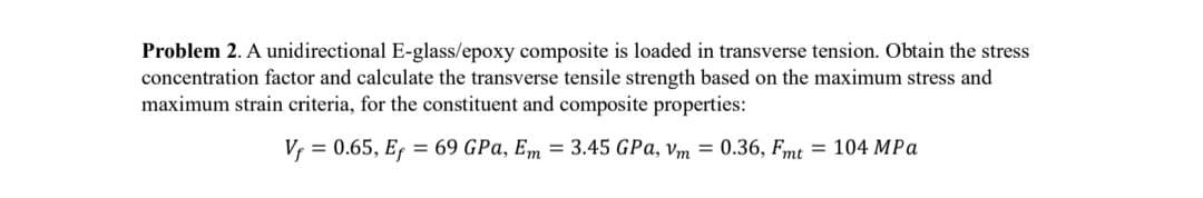 Solved Problem 2. A unidirectional E-glass/epoxy composite | Chegg.com