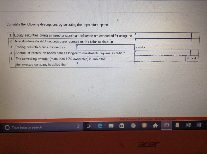 Solved Complete the following descriptions by selecting the | Chegg.com