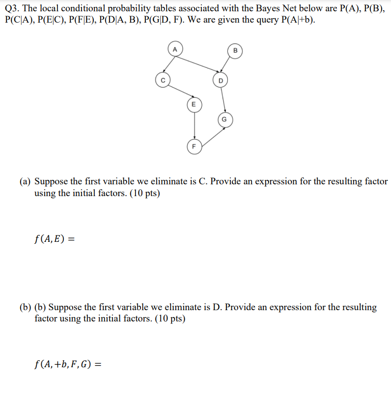 Solved Q3. ﻿The local conditional probability tables | Chegg.com