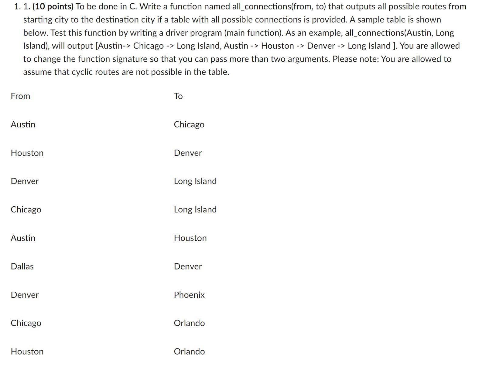 Solved 1. 1. (10 points) To be done in C. Write a function | Chegg.com