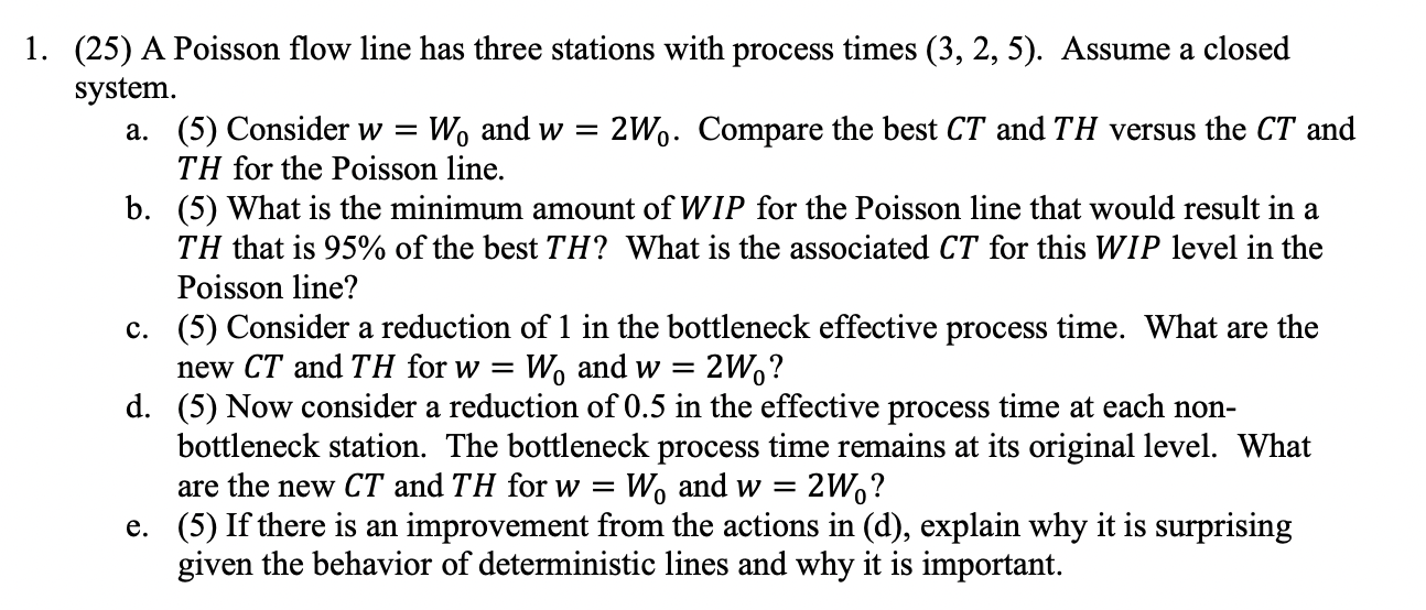 Solved (25) A Poisson flow line has three stations with | Chegg.com