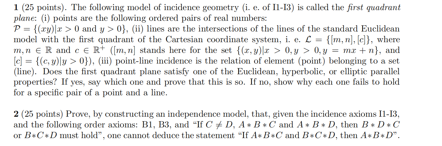 Solved 1 (25 points). The following model of incidence | Chegg.com