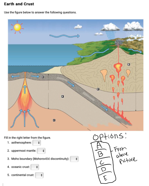 Solved Earth and Crust Use the figure below to answer the | Chegg.com