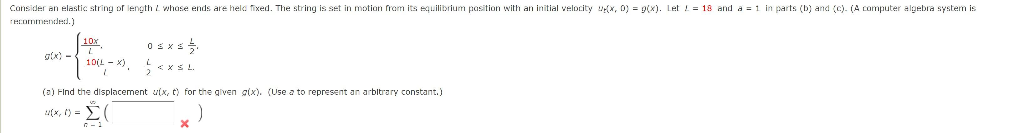 Solved Consider an elastic string of length L whose ends are | Chegg.com