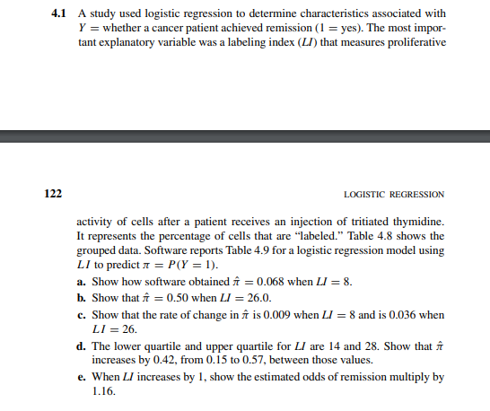 Solved 4.1 A study used logistic regression to determine | Chegg.com