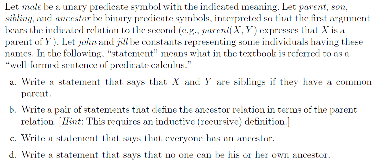 Solved Let male be a unary predicate symbol with the | Chegg.com