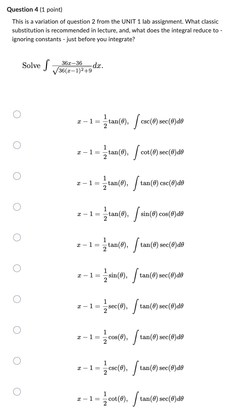 Solved Question 4 (1 ﻿point)This is a variation of question | Chegg.com