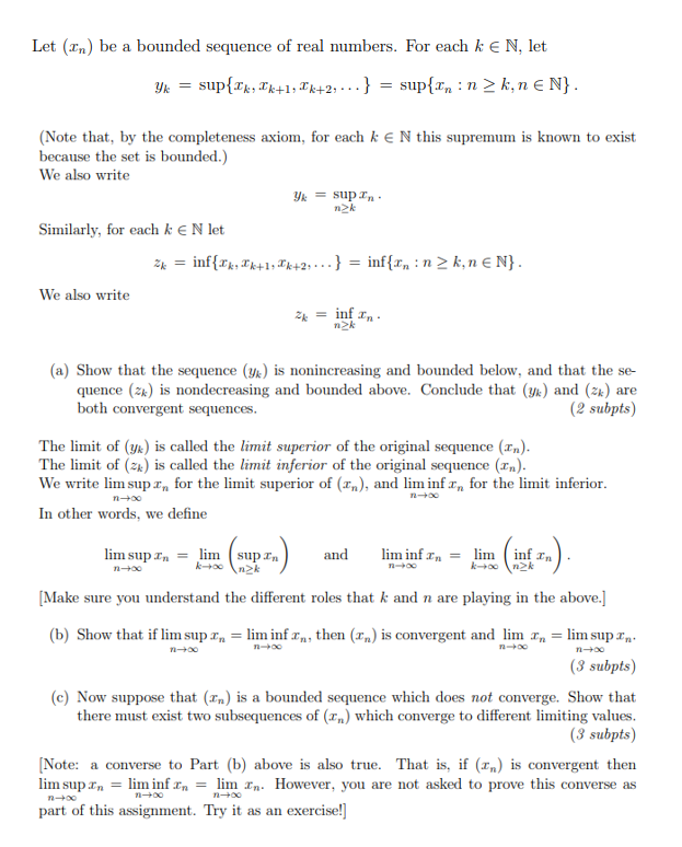 Let (In) be a bounded sequence of real numbers. For | Chegg.com