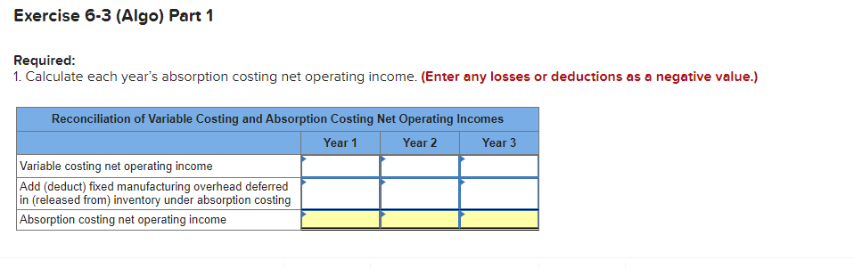 Solved Exercise 6-3 (Algo) Part 1 Required: 1. Calculate | Chegg.com