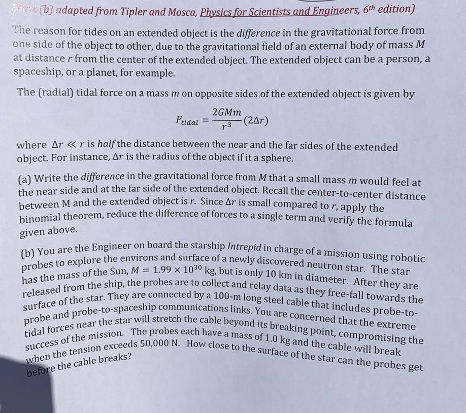Solved (b) adapted from Tipler and Mosca, Physics for | Chegg.com