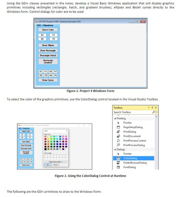 Solved Using the GDI+ classes presented in the notes, | Chegg.com