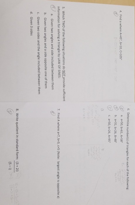 Solved 6. Determine number(s) of triangles for each of the | Chegg.com