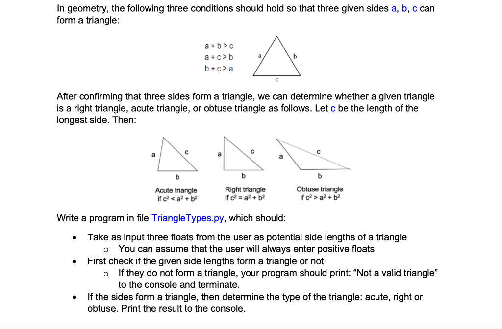 Solved In geometry, the following three conditions should | Chegg.com