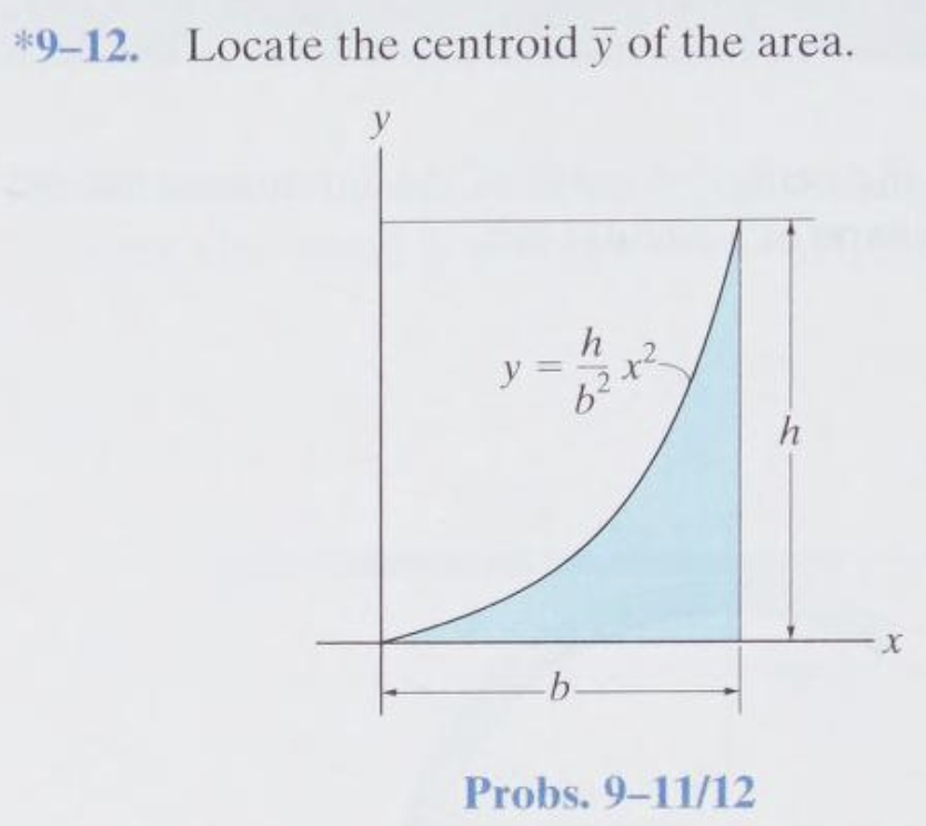 Solved *9-12. Locate the centroid yˉ of the area. Probs. | Chegg.com