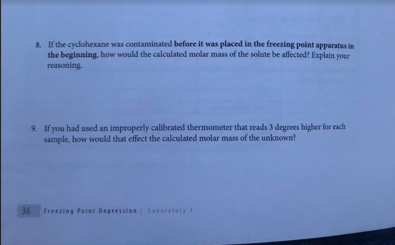 Solved Freezing point of cyclohexane solutions: Artach graph | Chegg.com