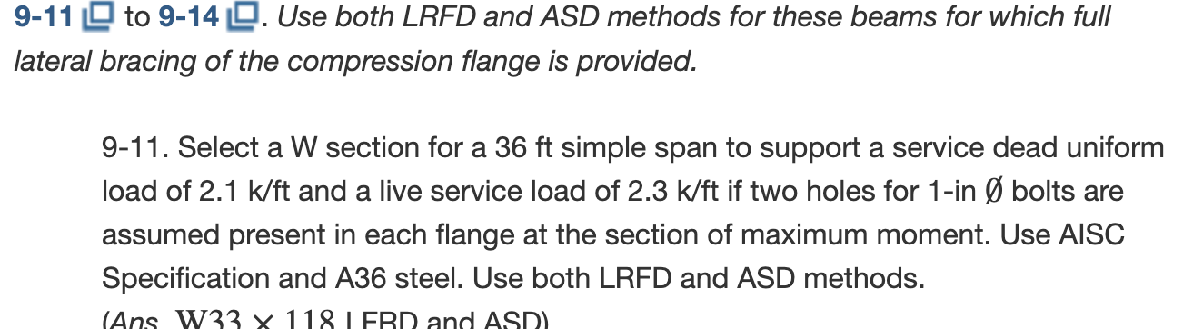 Solved 9-11 to 9-14. Use both LRFD and ASD methods for these | Chegg.com