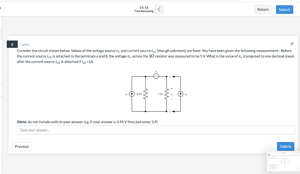 Solved 14:16 Time Remaining Return Submit 8 1 point Consider | Chegg.com