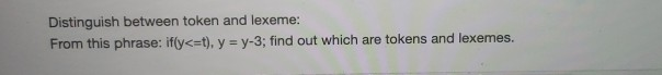 Solved Distinguish between token and lexeme: From this | Chegg.com