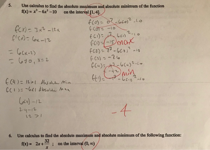 Solved 5. Use calculus to find the absolute maximum and | Chegg.com