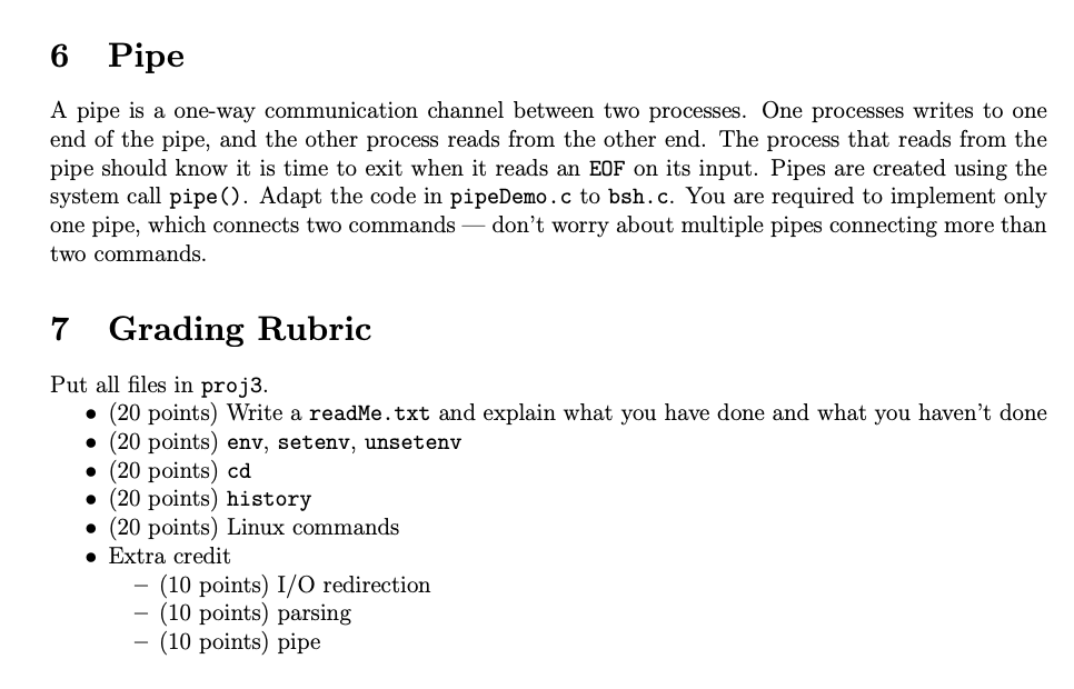 1 Introduction In this project, we develop a shell | Chegg.com