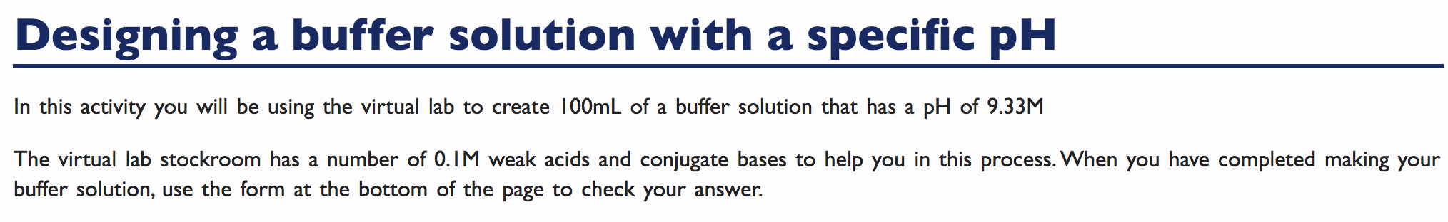 Solved Designing a buffer solution with a specific pH The | Chegg.com