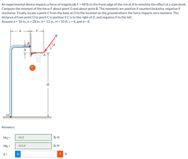Solved Calculate the moment (positive if counterclockwise, | Chegg.com