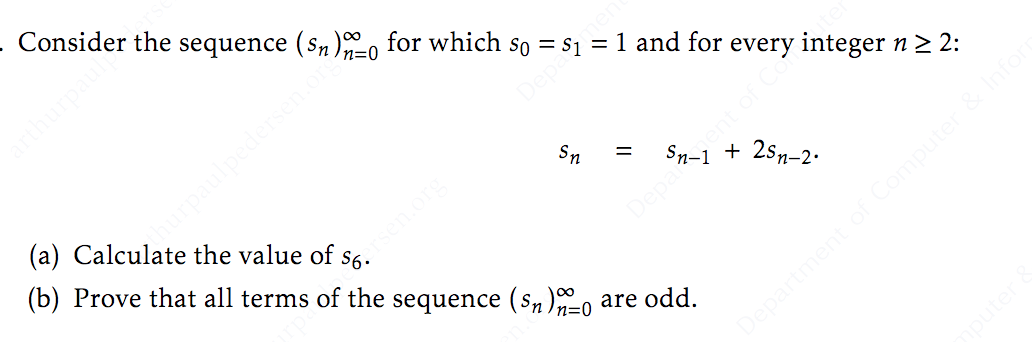 Solved - Consider the sequence (sn),–, for which so = $1 = 1 | Chegg.com