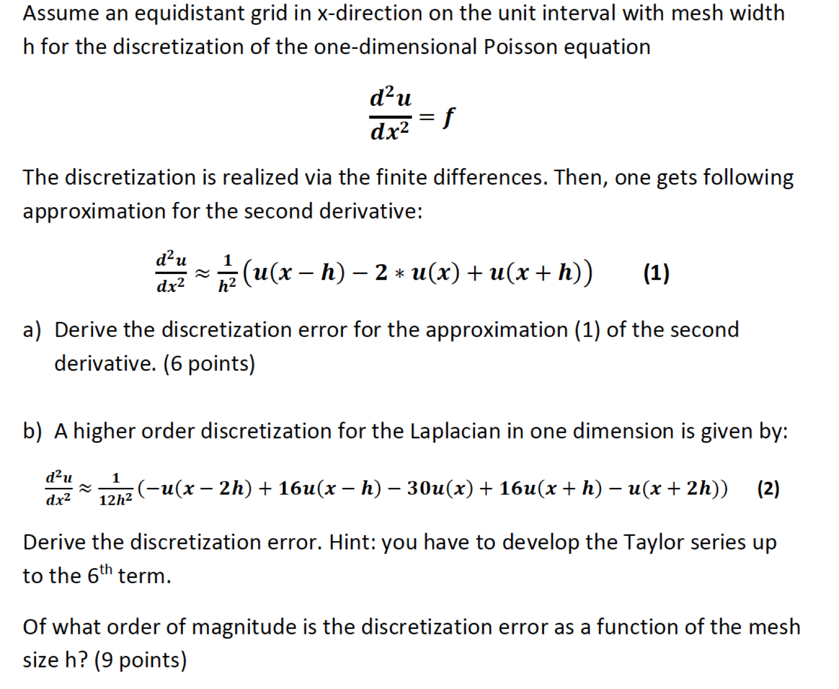 Solved Assume an equidistant grid in x-direction on the unit | Chegg.com