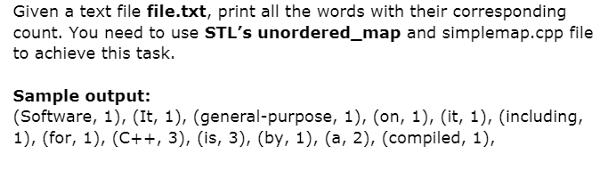 Solved Given a text file file.txt, print all the words with | Chegg.com