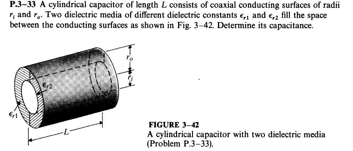 Solved P.3–33 A cylindrical capacitor of length L consists | Chegg.com