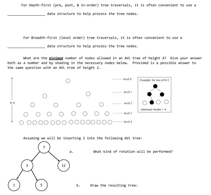 Solved For Depth-first (pre, post, & in-order) tree | Chegg.com