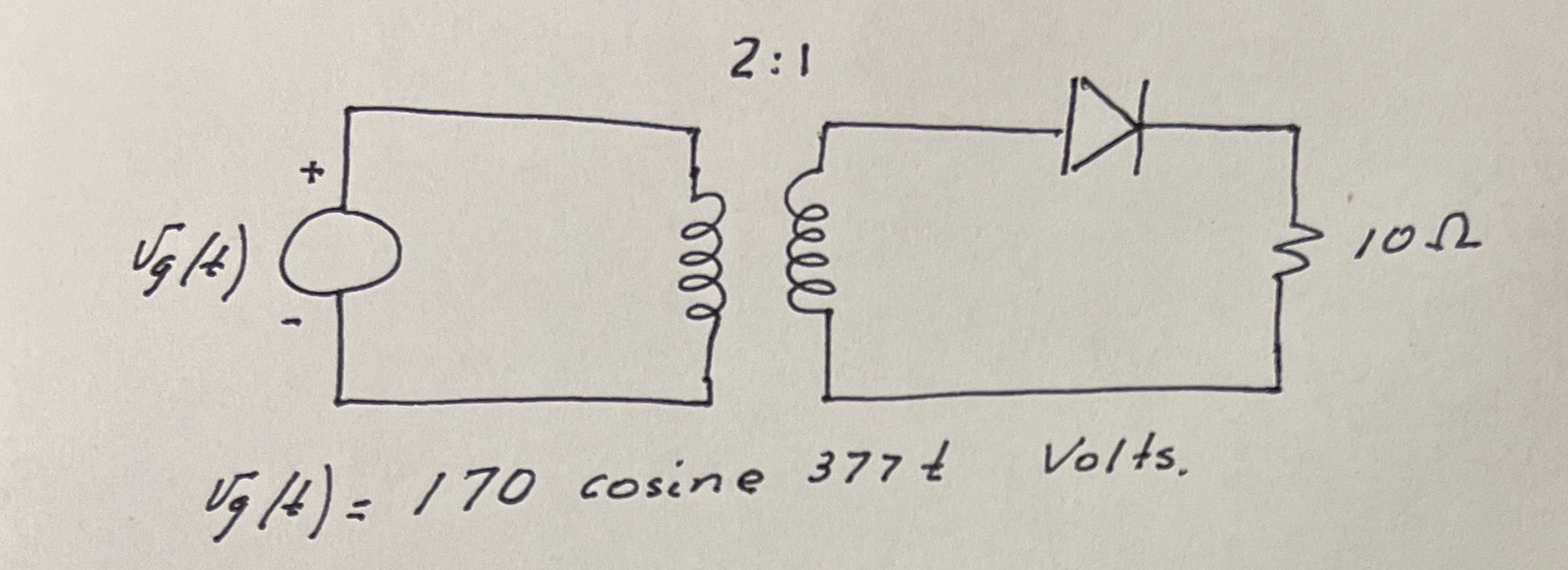 Solved For the given circuit find Vdc ﻿and VRMS ﻿across the | Chegg.com
