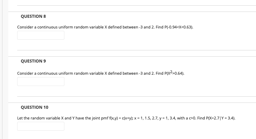 Solved QUESTION 8 Consider a continuous uniform random | Chegg.com