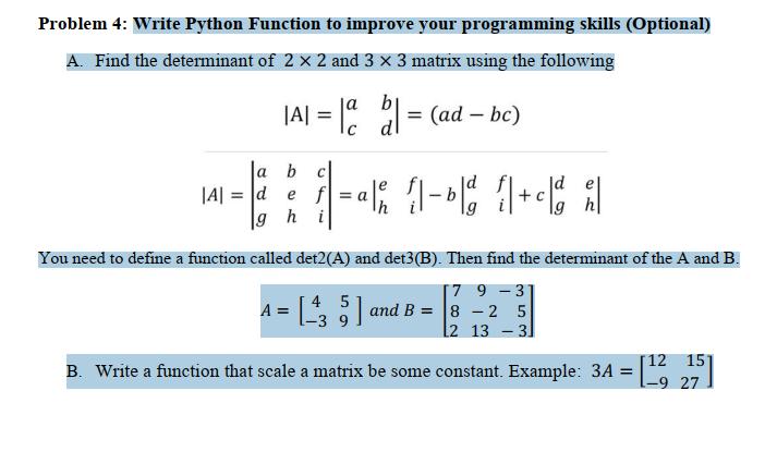 Solved roblem 4: Write Python Function to improve your | Chegg.com