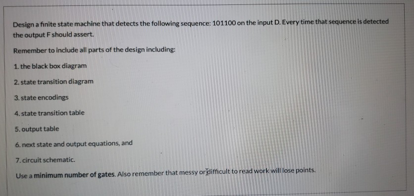 Solved Design A Finite State Machine That Detects The 