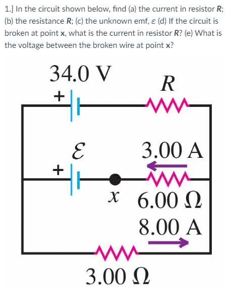Solved 1.] In the circuit shown below, find (a) the current | Chegg.com