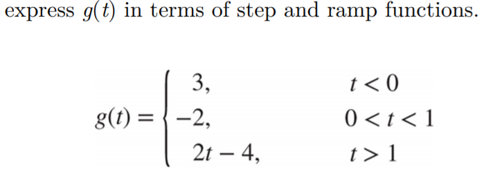 Solved express g(t) in terms of step and ramp functions. 3, | Chegg.com