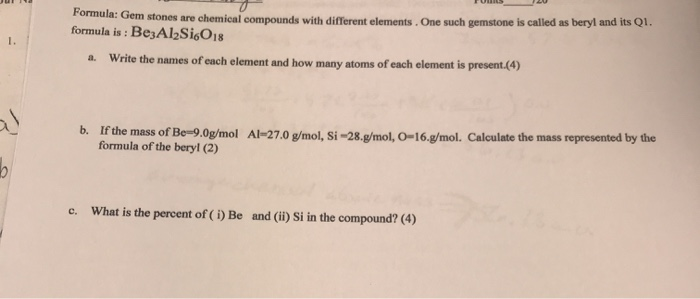 Solved Formula: Gem stones are chemical compounds with | Chegg.com