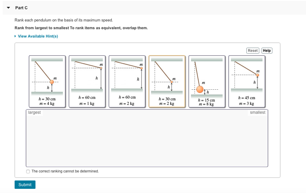 Solved Part C Rank each pendulum on the basis of its maximum | Chegg.com Solved Part C Rank each pendulum on the basis of its maximum | Chegg.com