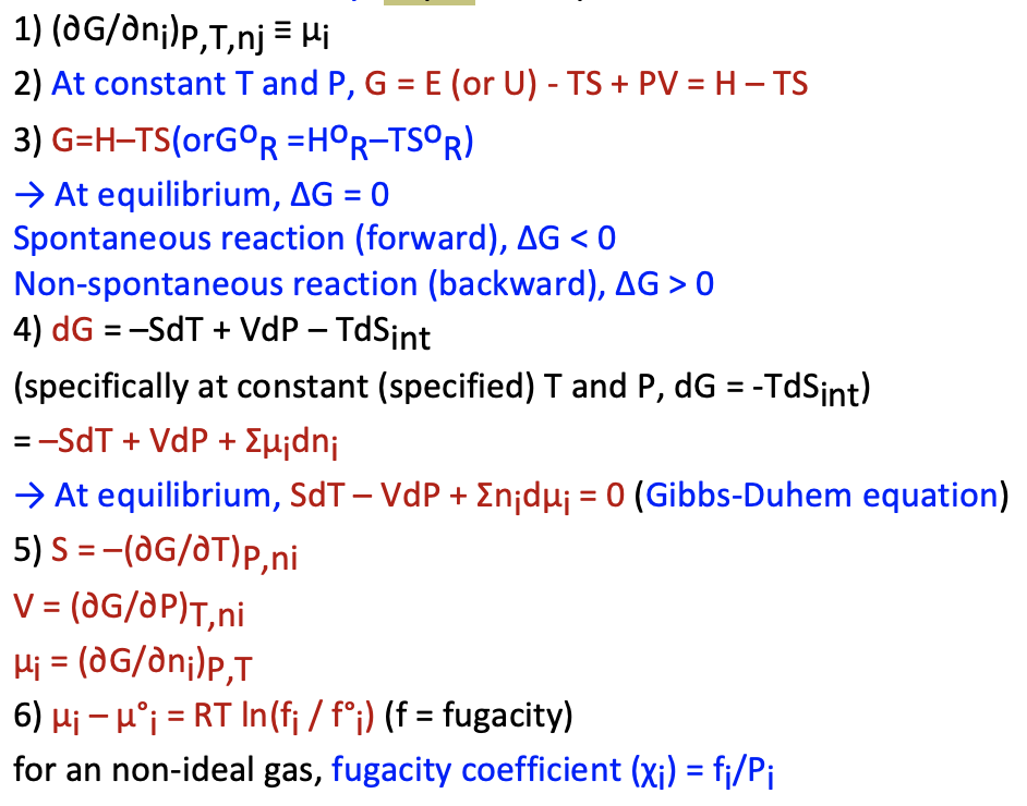 Solved 1) (∂G/∂ni)P,T,nj≡μi 2) At constant T and P,G=E (or | Chegg.com
