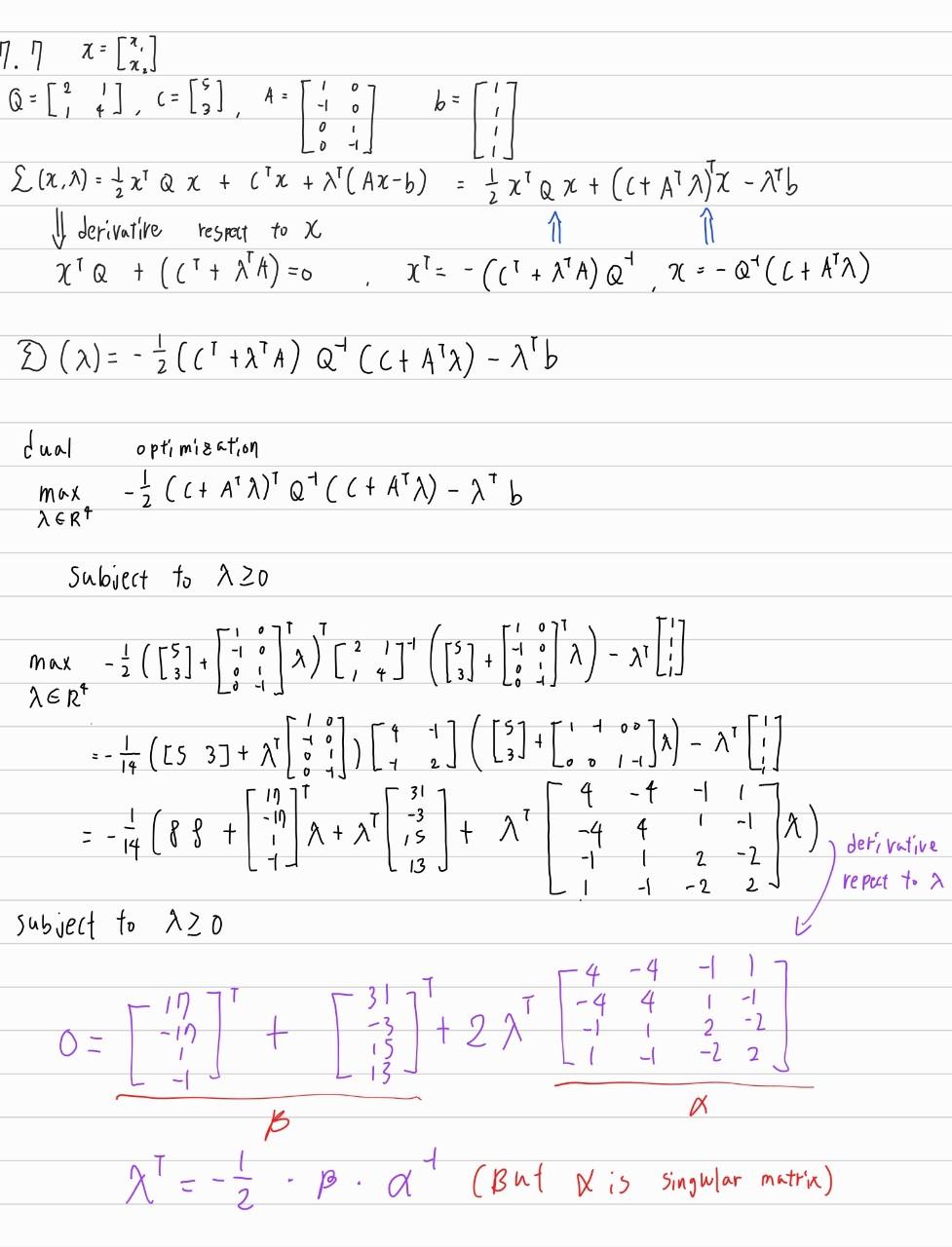 Solved How can i get λ matrix to optimize on this problem | Chegg.com