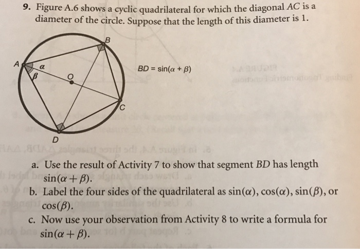 Solved 9. Figure A.6 shows a cyclic quadrilateral for which | Chegg.com