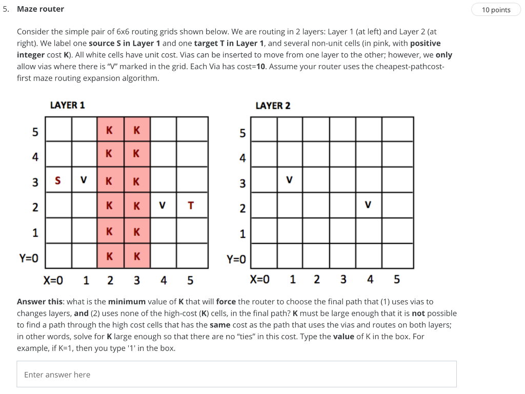 Solved 5 Maze Router 10 Points Consider The Simple Pair Of 