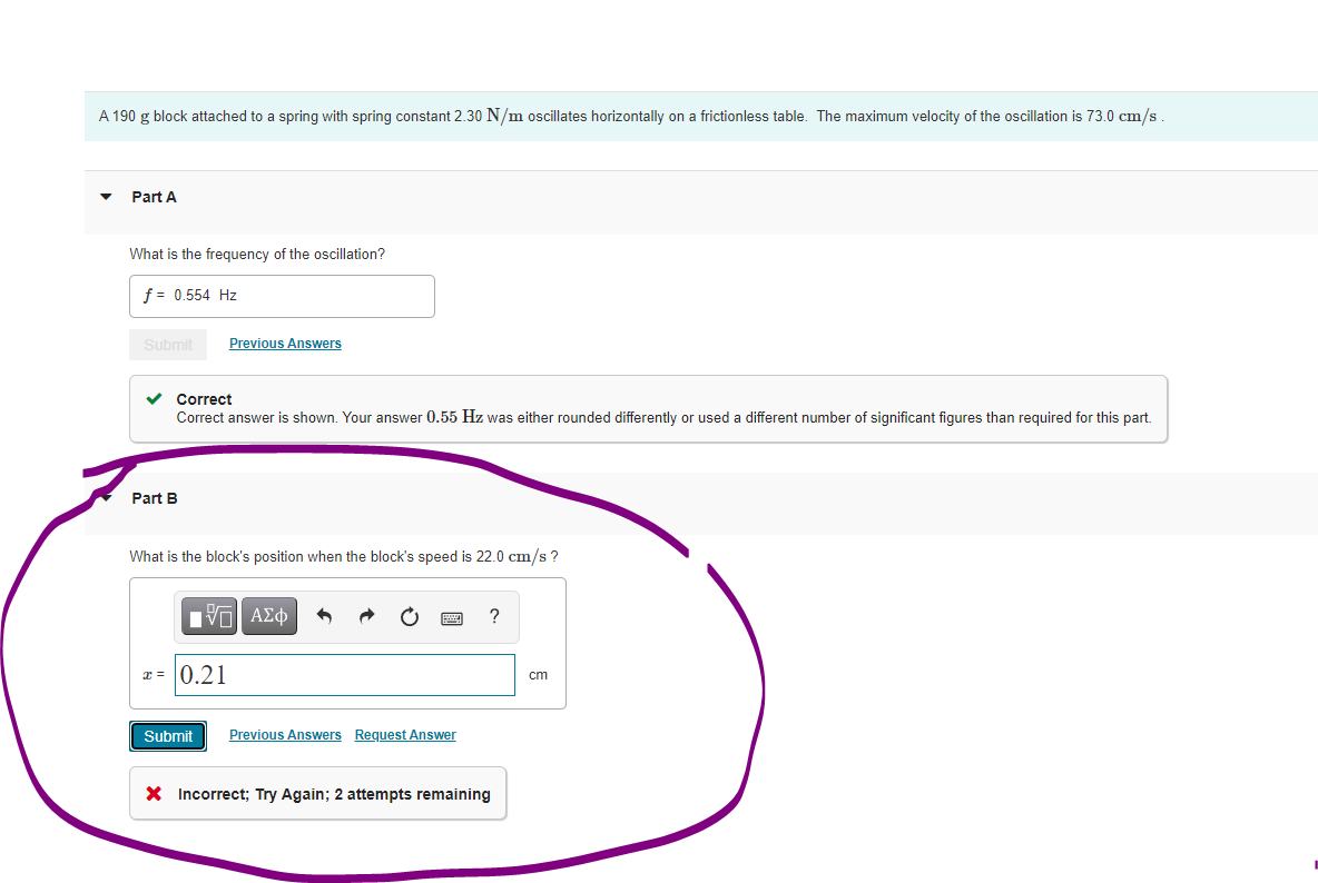 Solved A 190 g block attached to a spring with spring | Chegg.com