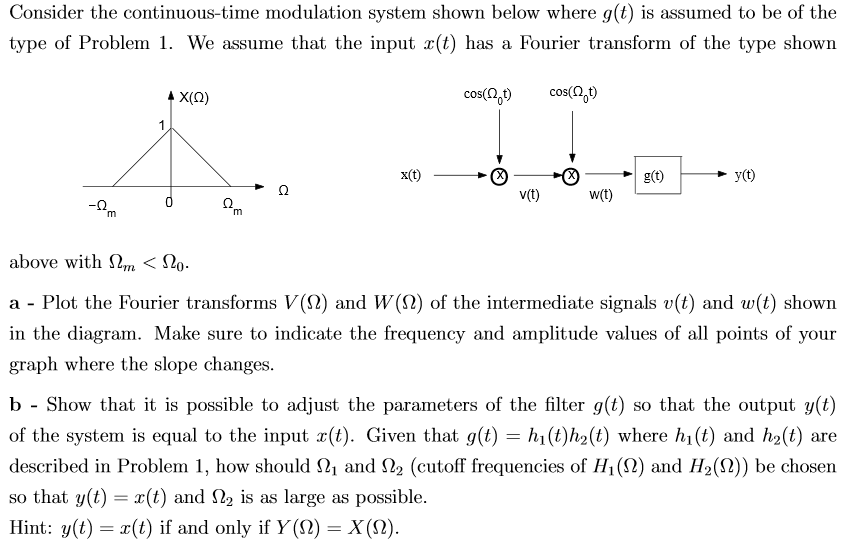 Solved Consider the continuous-time modulation system shown | Chegg.com