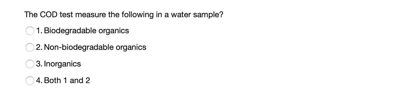 Solved The COD test measure the following in a water sample? | Chegg.com